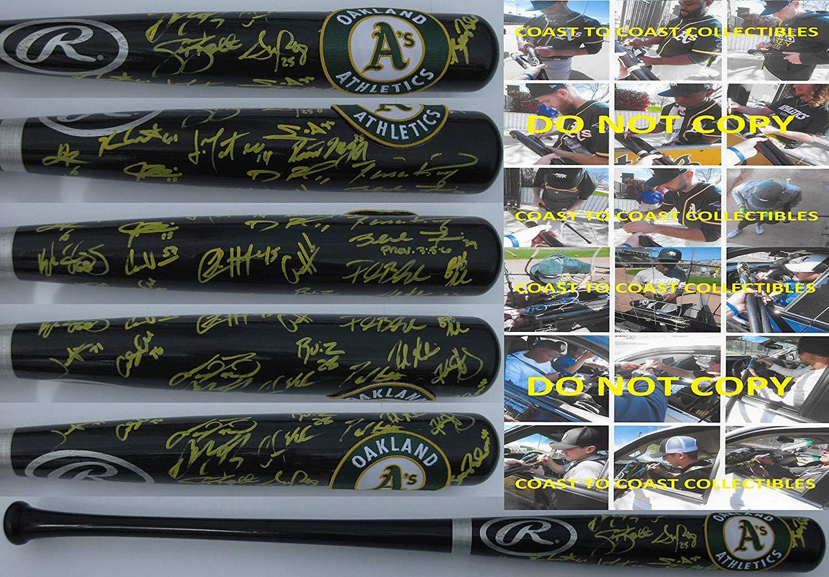 2019 Oakland Athletics, A's team signed autographed Baseball Bat, COA ...