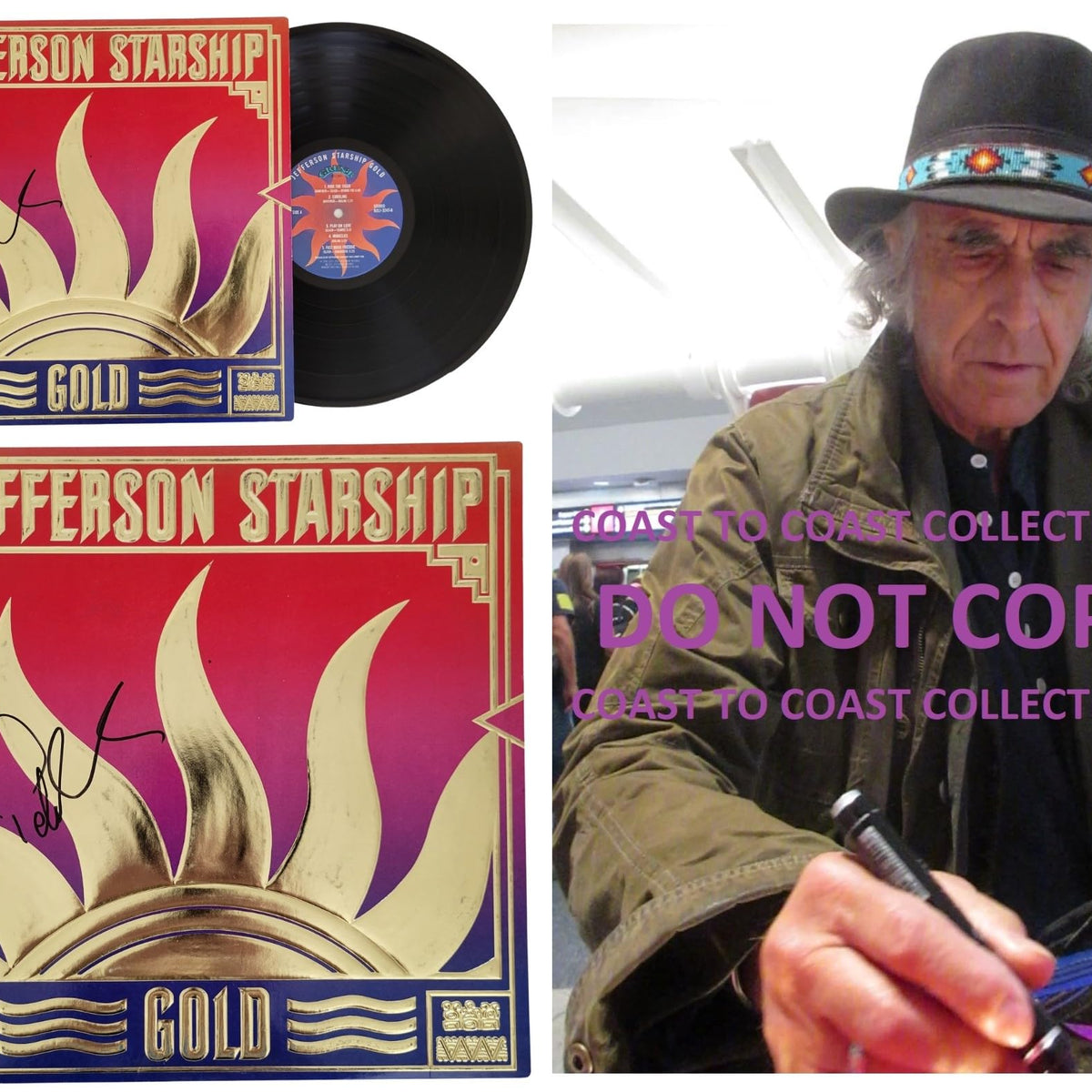 Pete Sears Signed Jefferson Starship Gold Album Vinyl Record COA Proof ...